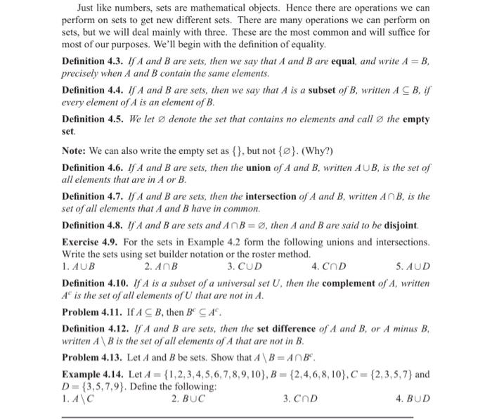 Solved Just like numbers, sets are mathematical objects. | Chegg.com