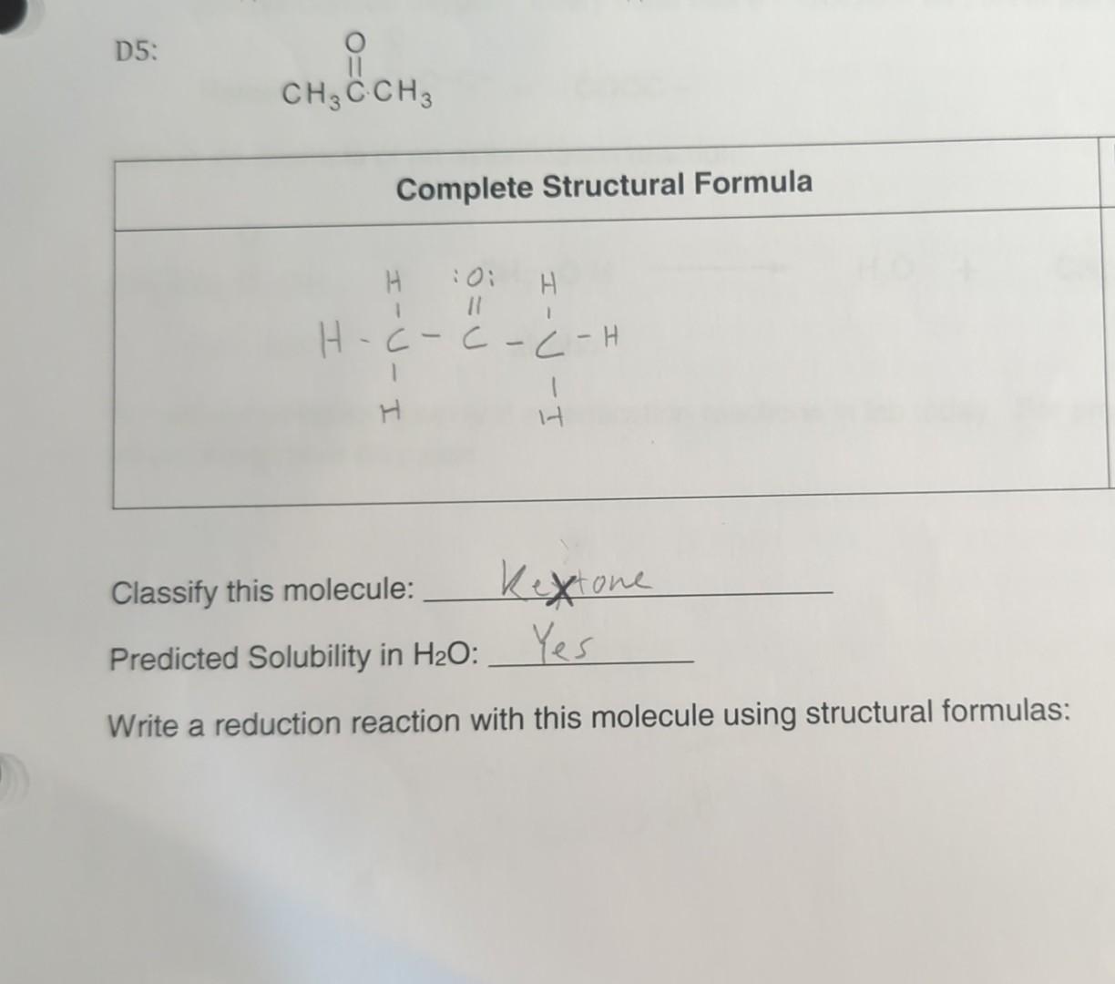 Solved Write A Reduction Reaction With This Molecule Using 1683