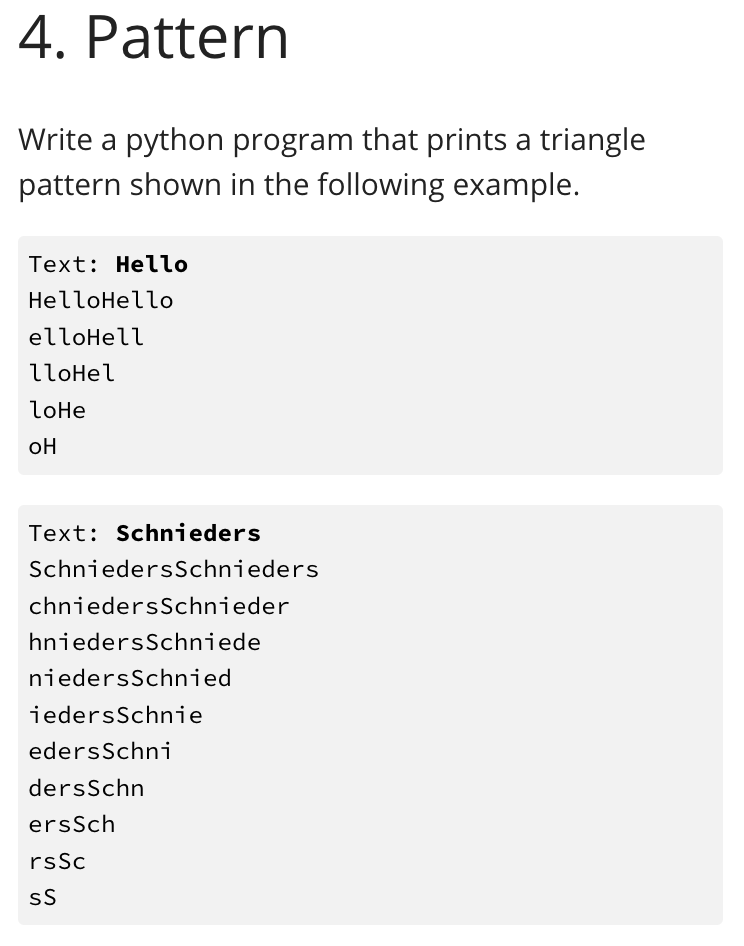 Solved 4 ï Patternwrite A Python Program That Prints A Chegg