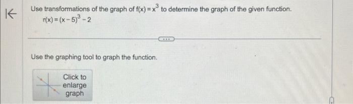 Solved Use transformations of the graph of f(x)=x3 to | Chegg.com