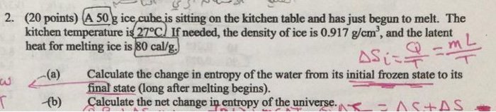 Solved 2. (20 points) (A 50 g ice cube is sitting on the | Chegg.com