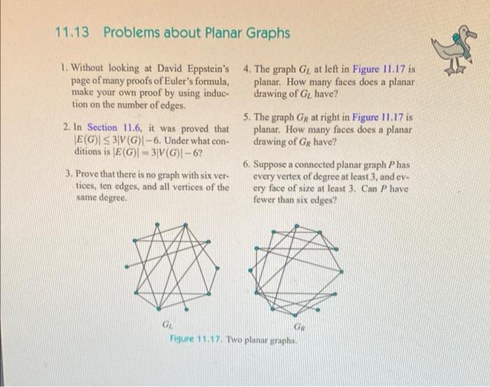 Solved 11.13 Problems about Planar Graphs 1. Without looking | Chegg.com