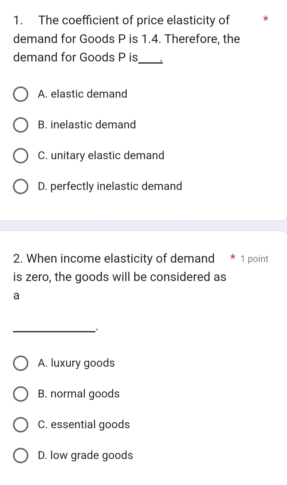 Solved The coefficient of price elasticity of demand for | Chegg.com