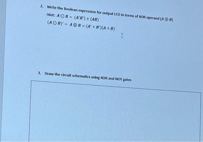 2. Write the Boolean expression for output LED in | Chegg.com