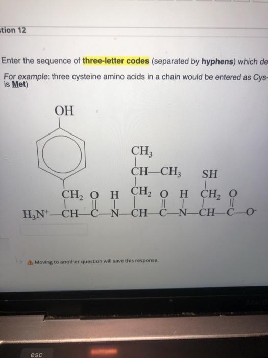 Solved etion 12 Enter the sequence of three-letter codes | Chegg.com