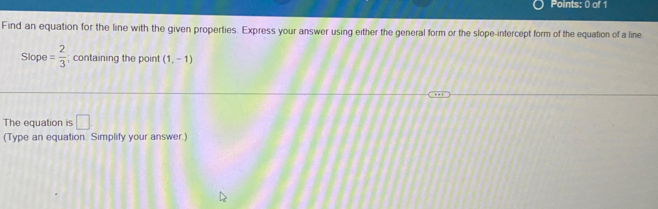 Solved Points: 0 ﻿of 1Find an equation for the line with the | Chegg.com