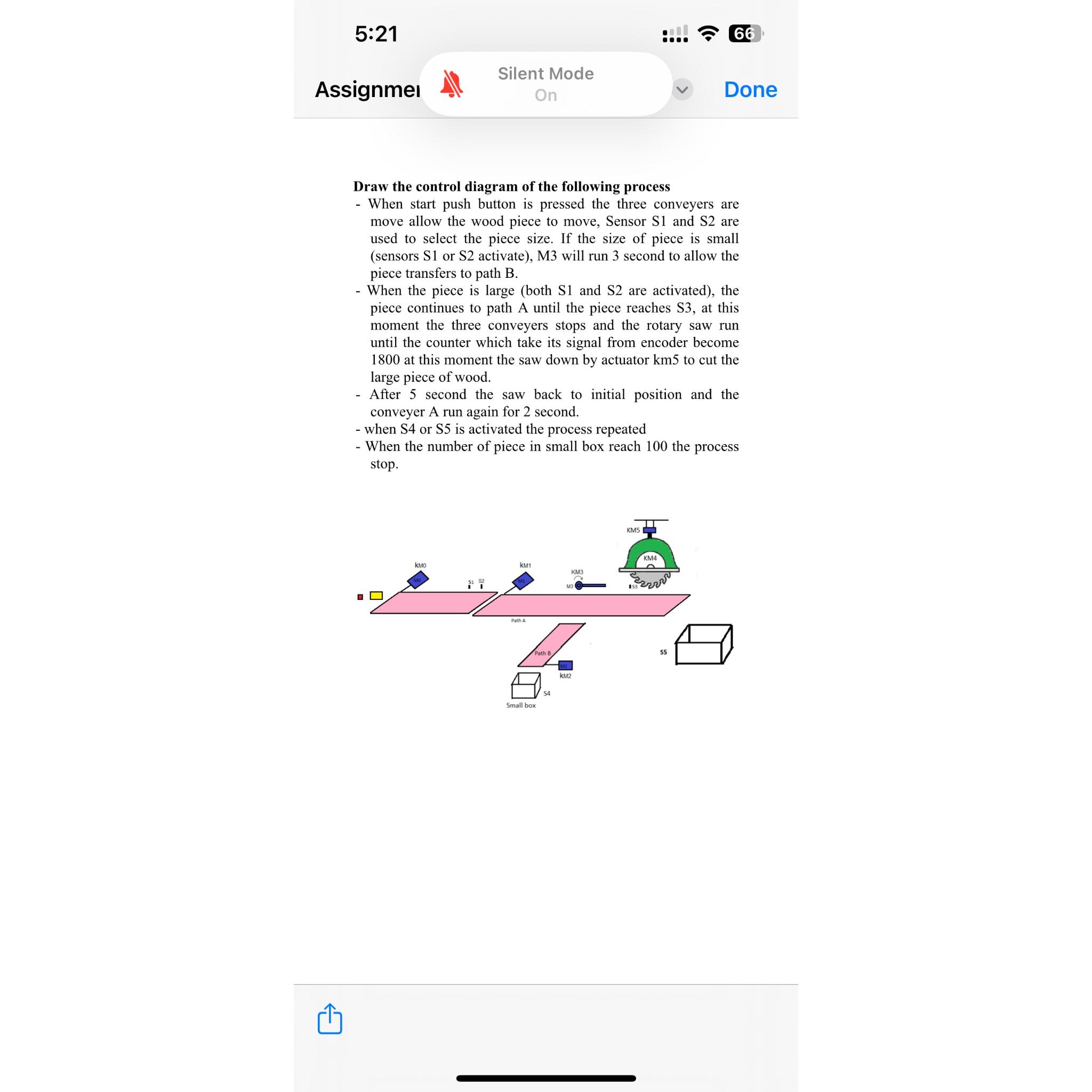 Solved 5:21:... ₹ 66AssignmeıSilent ModeDoneDraw the control | Chegg.com