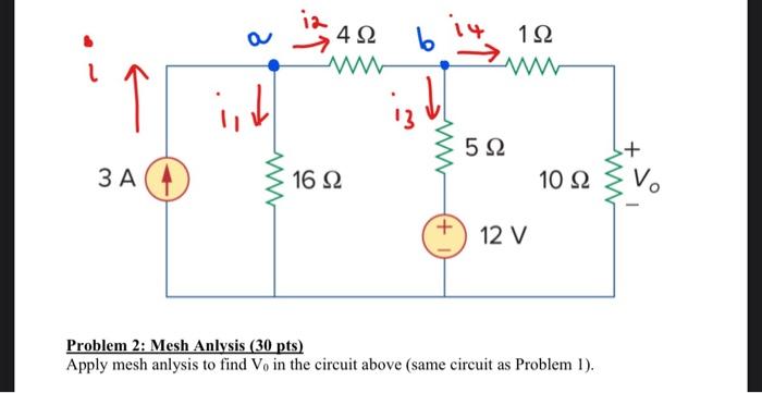 Solved Problem 2: Mesh Anlysis (30 pts) Apply mesh anlysis | Chegg.com