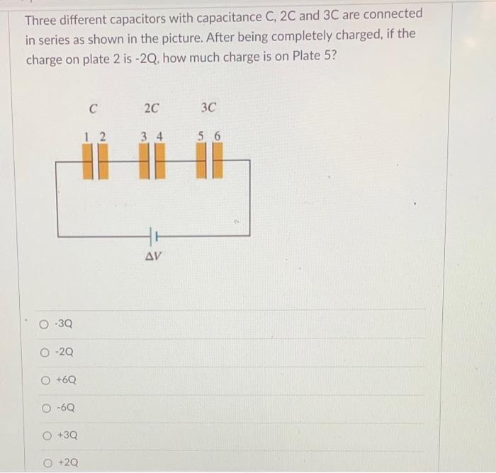 Solved Three different capacitors with capacitance C, 2C and | Chegg.com