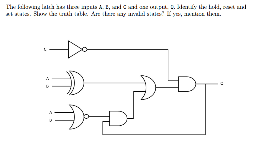 Solved The following latch has three inputs A, ﻿B, ﻿and C | Chegg.com