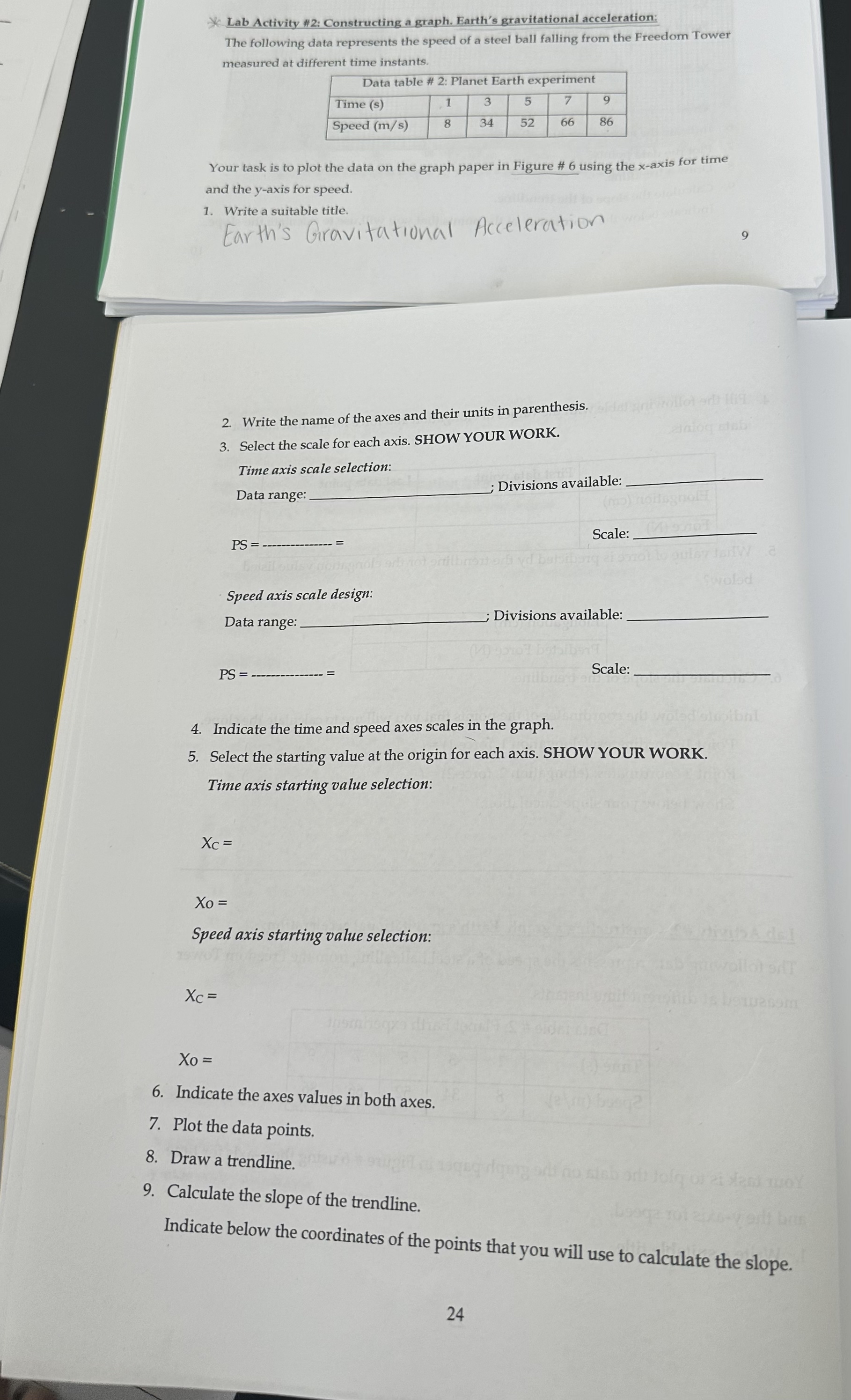 Solved Lab Activity # 2: Constructing a graph. Earth's | Chegg.com