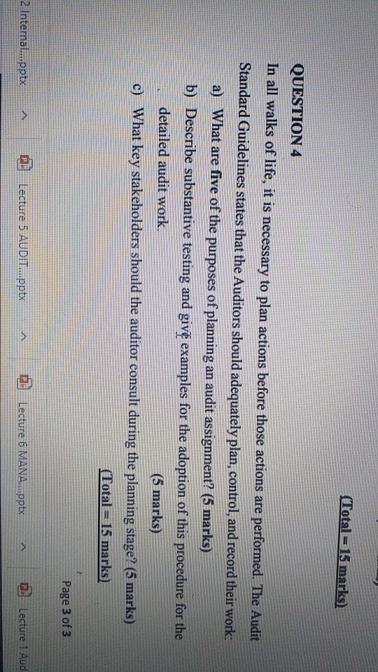 Solved (Total = 15 marks), QUESTION 4 In all walks of life, | Chegg.com