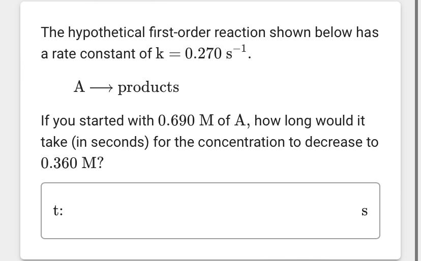 Solved The hypothetical first-order reaction shown below has | Chegg.com