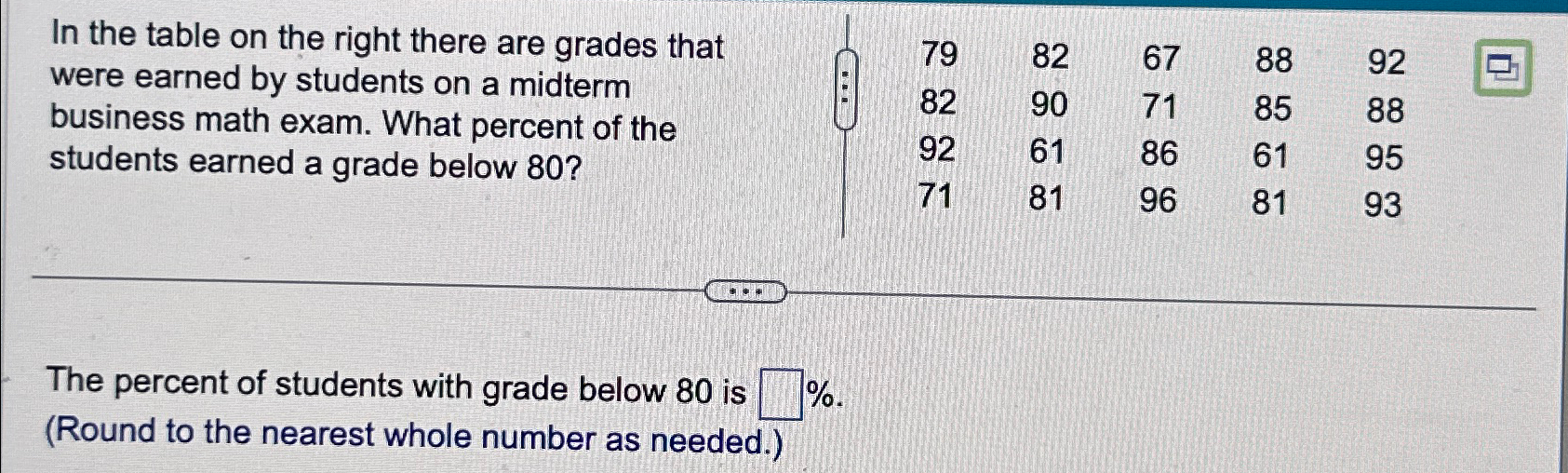Solved In the table on the right there are grades that were | Chegg.com
