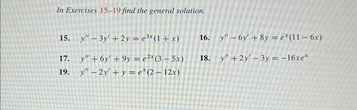 Solved In Exercises 15-19 find the general solution. 15. y" | Chegg.com