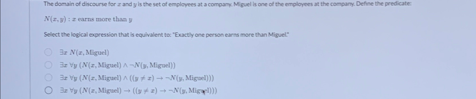 Solved The domain of discourse for x ﻿and y ﻿is the set of | Chegg.com