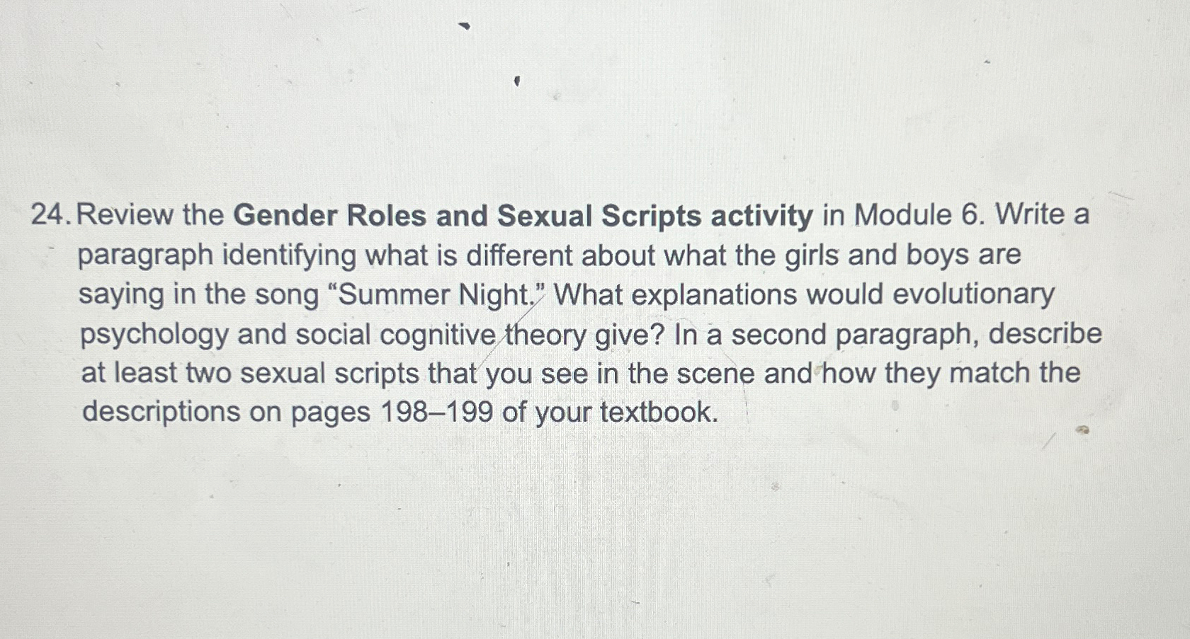 Solved Review The Gender Roles And Sexual Scripts Activity 