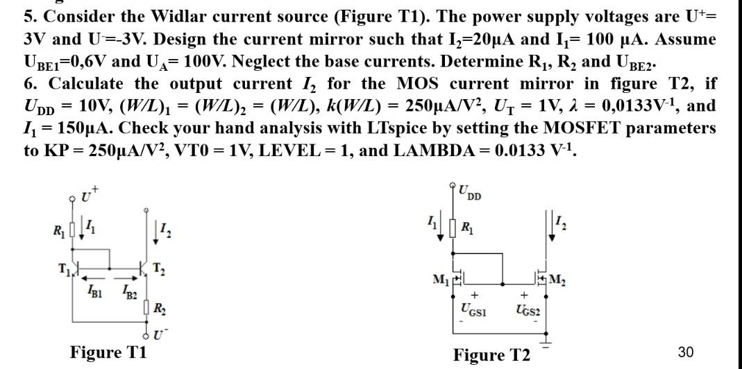 Solved 5. Consider the Widlar current source (Figure T1). | Chegg.com
