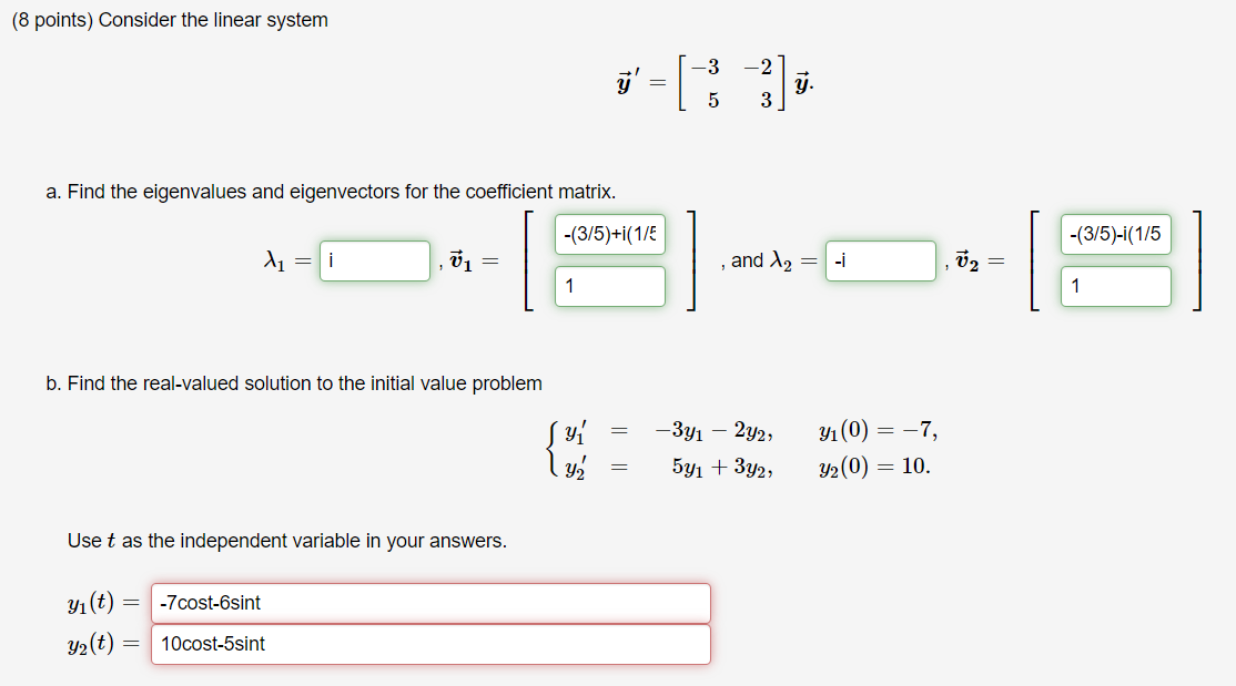 Solved (8 ﻿points) ﻿Consider the linear | Chegg.com