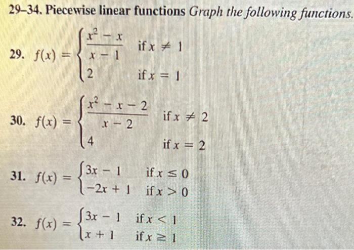 Solved 29-34. Piecewise linear functions Graph the following | Chegg.com