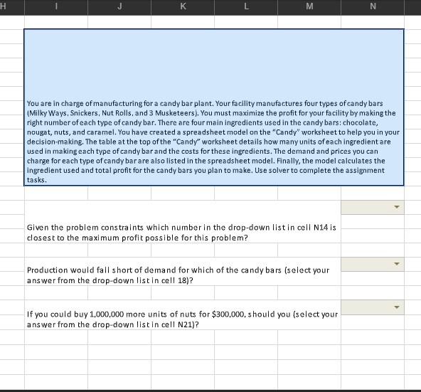 Solved Solver Candy Bar Production This assignment has a | Chegg.com