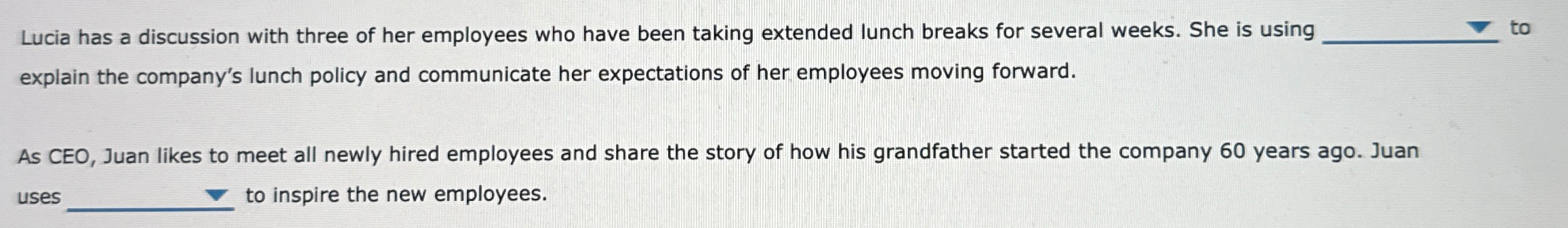 Solved Lucia has a discussion with three of her employees | Chegg.com