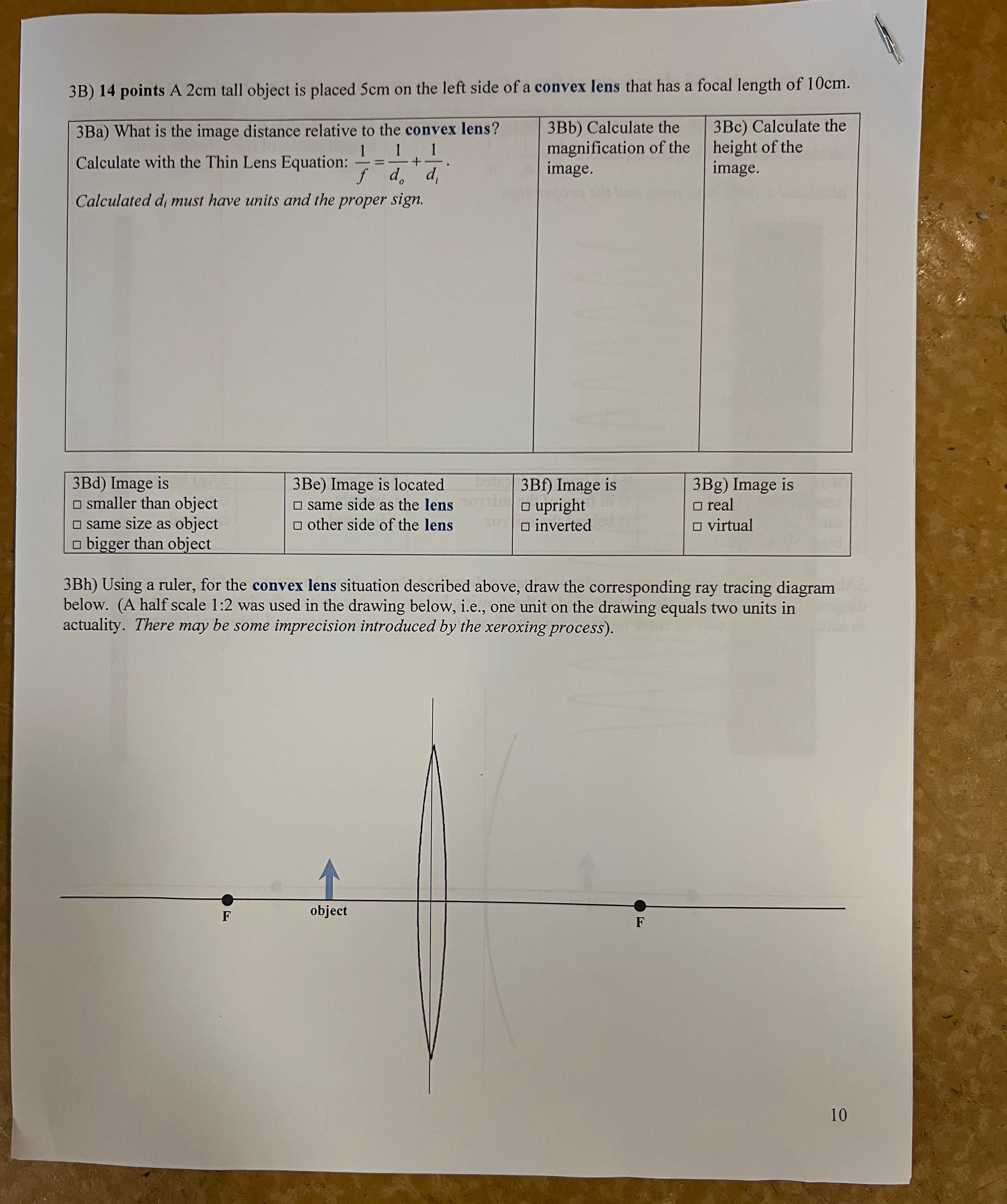 Solved 3B) 14 ﻿points A 2cm ﻿tall object is placed 5cm ﻿on | Chegg.com