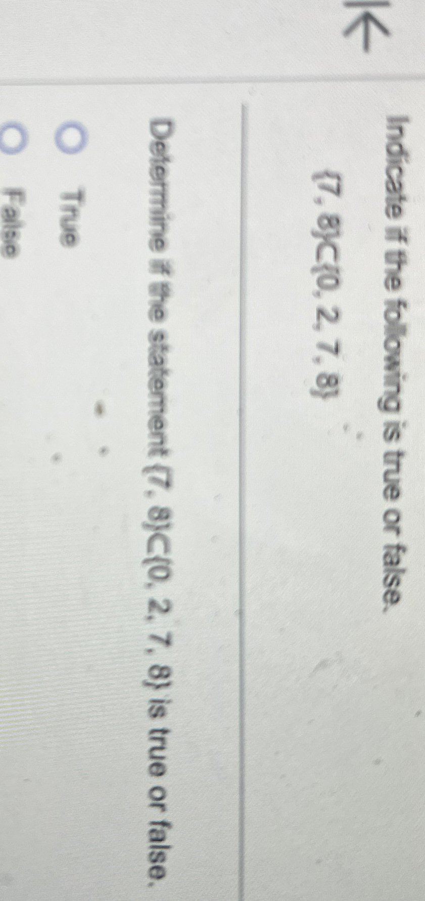 Solved Indicate if the following is true or | Chegg.com