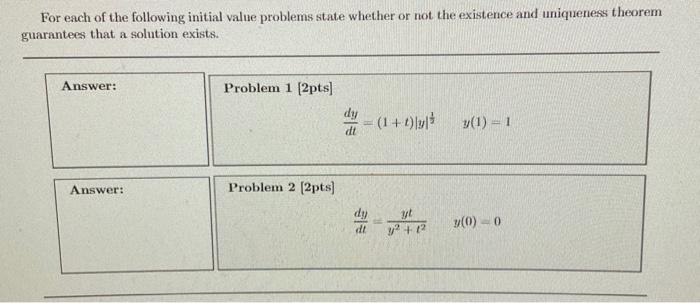 Solved For Each Of The Following Initial Value Problems