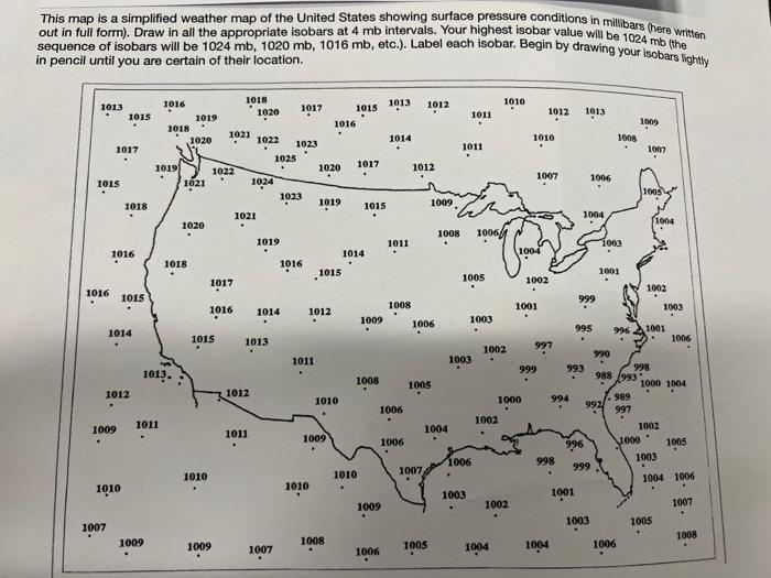 Solved This map is a simplified weather map of the United | Chegg.com
