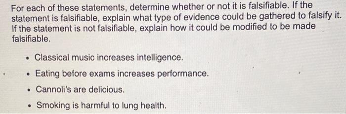 Solved For each of these statements, determine whether or | Chegg.com