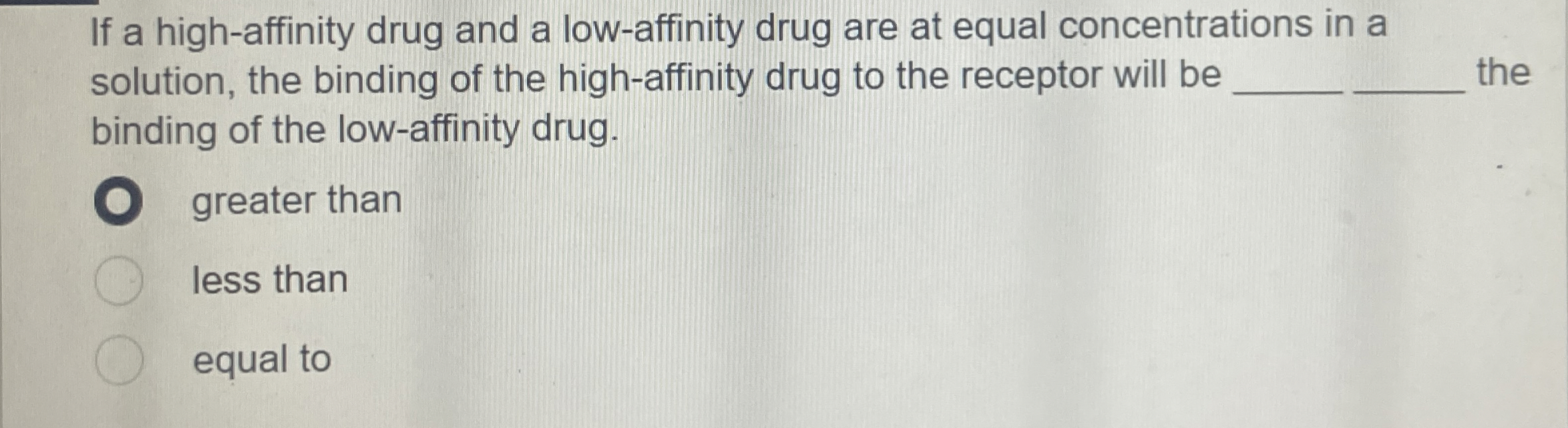 Solved If a high-affinity drug and a low-affinity drug are | Chegg.com