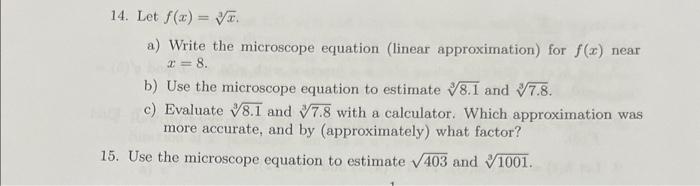 Solved 14. Let f(x)=3x. a) Write the microscope equation | Chegg.com