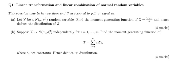 Solved Q1. Linear transformation and linear combination of | Chegg.com