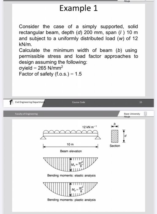 [Solved]: Example 1 Consider the case of a simply supported