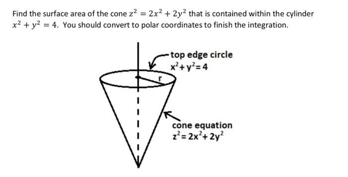 Solved Find the surface area of the cone z2 = 2x2 + 2y2 that | Chegg.com