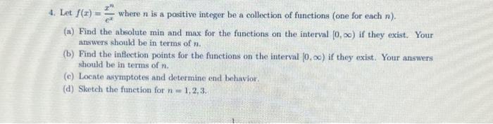Solved 4. Let f(1) = where n is a positive integer be a | Chegg.com