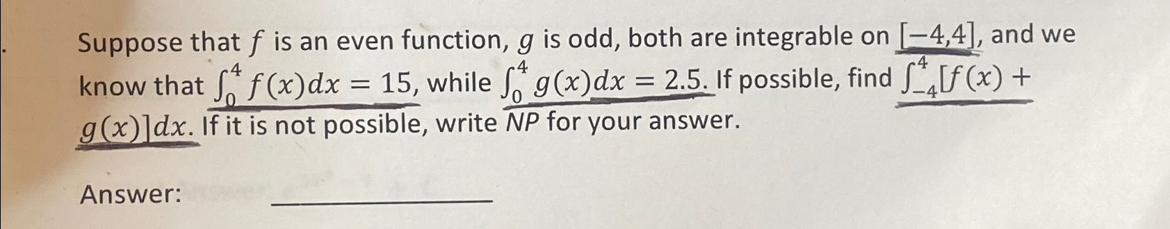 Solved Suppose that f ﻿is an even function, g ﻿is odd, both | Chegg.com