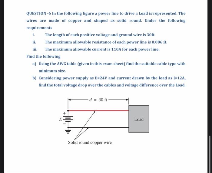 Solved QUESTION -6 In the following figure a power line to | Chegg.com