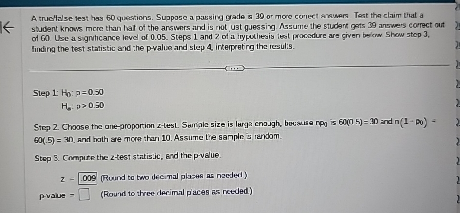 Solved A true/false test has 60 ﻿questions. Suppose a | Chegg.com