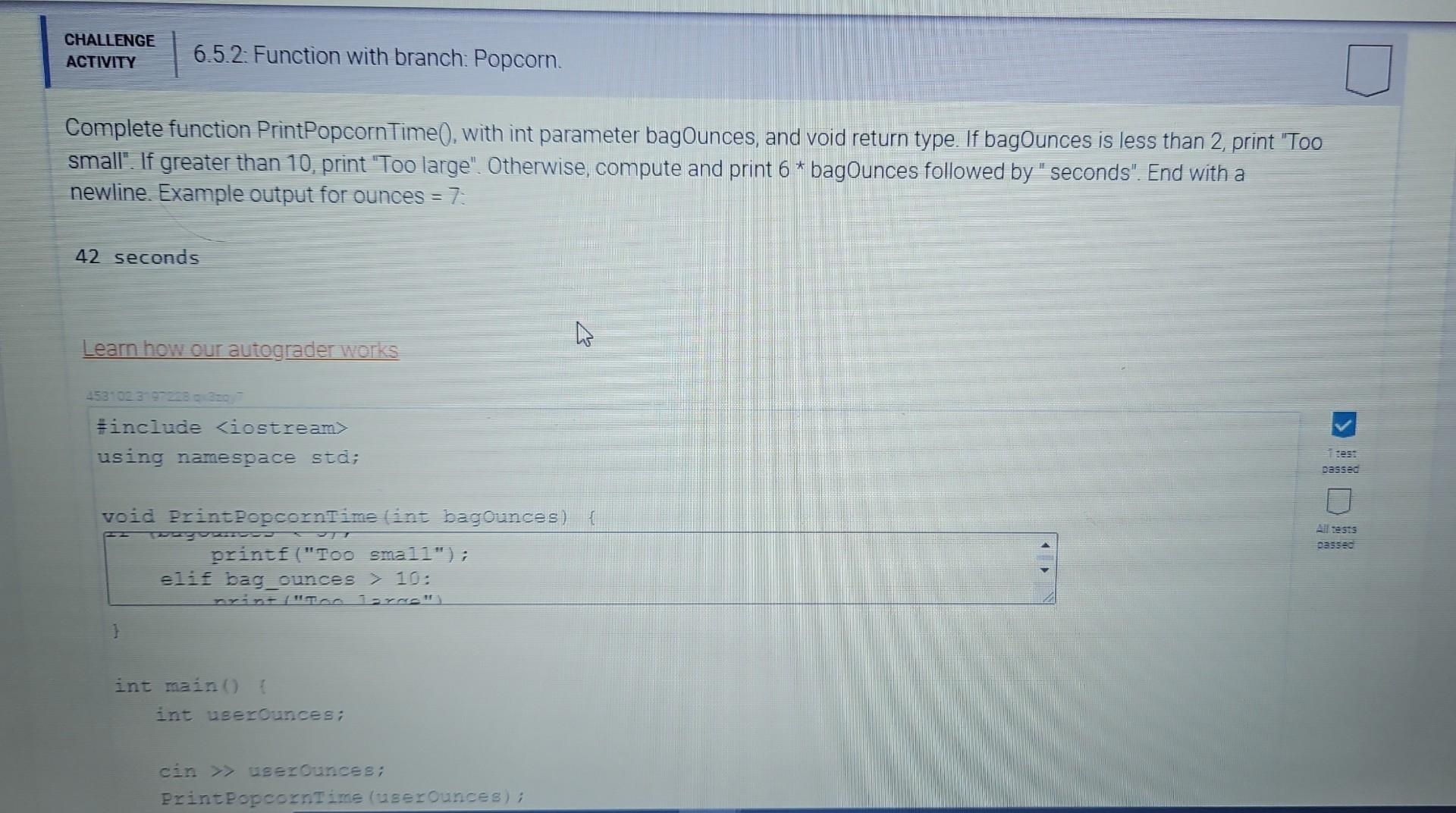Solved Complete function PrintPopcornTime0, with int | Chegg.com Solved Complete function PrintPopcornTime0, with int | Chegg.com