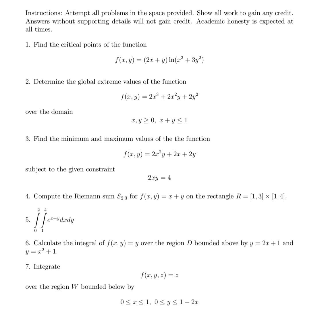 Solved Instructions: Attempt all problems in the space | Chegg.com