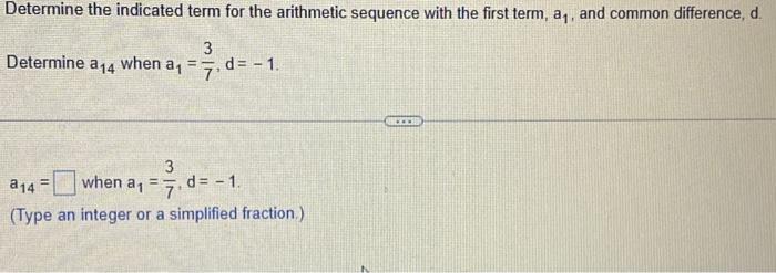 Solved Determine the indicated term for the arithmetic | Chegg.com