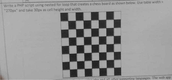 Solved Wirte A Php Script Using Nested For Loog That Creates