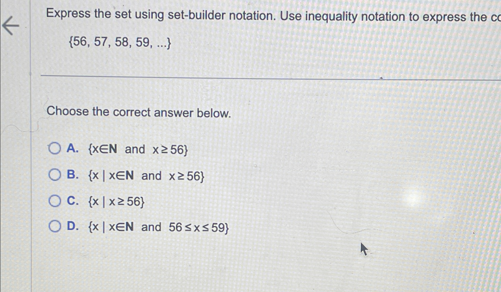 Solved Express The Set Using Set Builder Notation Use
