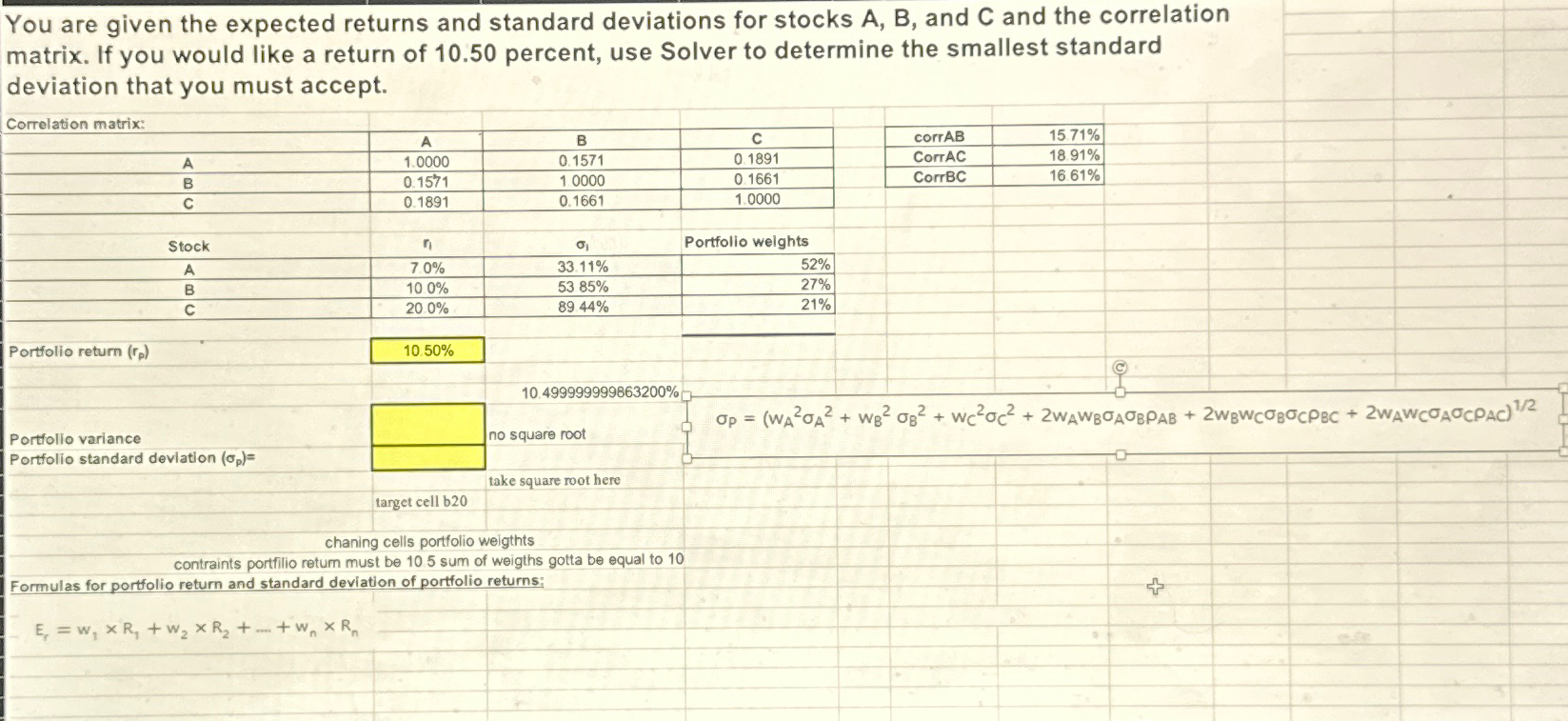 Solved You are given the expected returns and standard | Chegg.com