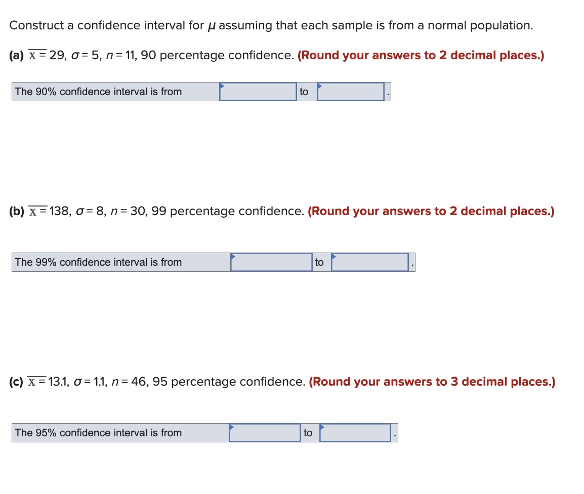 Solved Construct a confidence interval for μ ﻿assuming that | Chegg.com