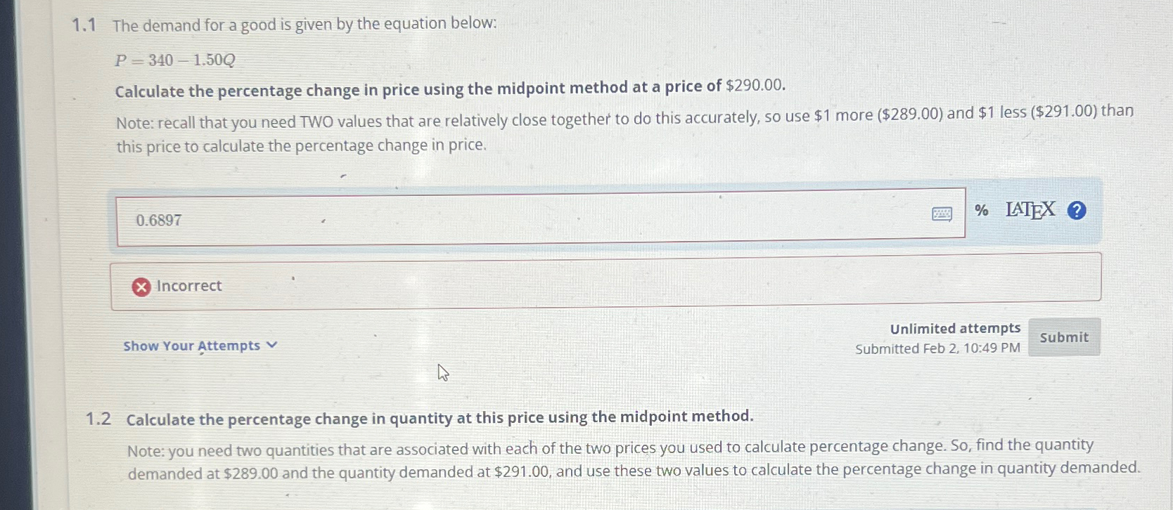 Solved 1.1 ﻿The demand for a good is given by the equation | Chegg.com