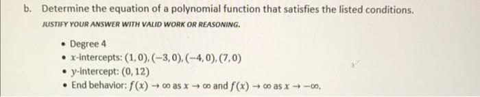 Solved b. Determine the equation of a polynomial function | Chegg.com