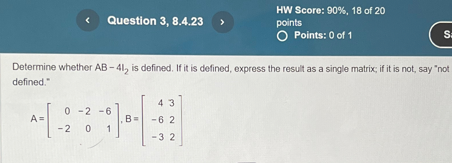 Solved determine whether AB-4I2 ﻿is defined. If it is | Chegg.com